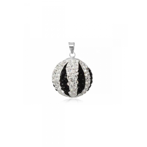 Pendentif Boule de Cristal noir et blanc de Swarovski Elements Pendentif Boule de Cristal noir et blanc de Swarovski Elements